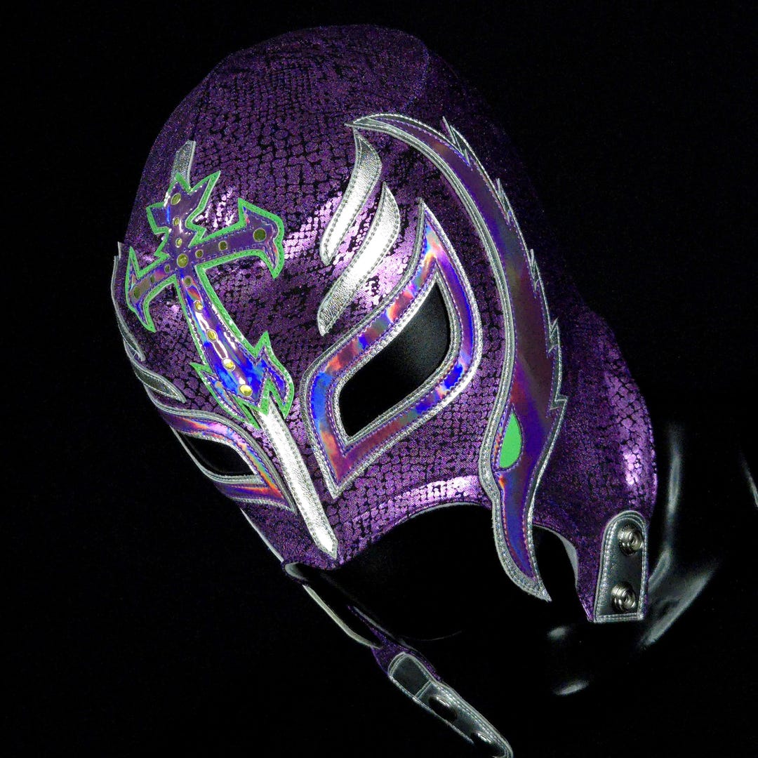 PURPLE SILVER MASK Wrestling Mask Luchador Costume Wrestler Lucha Libre ...