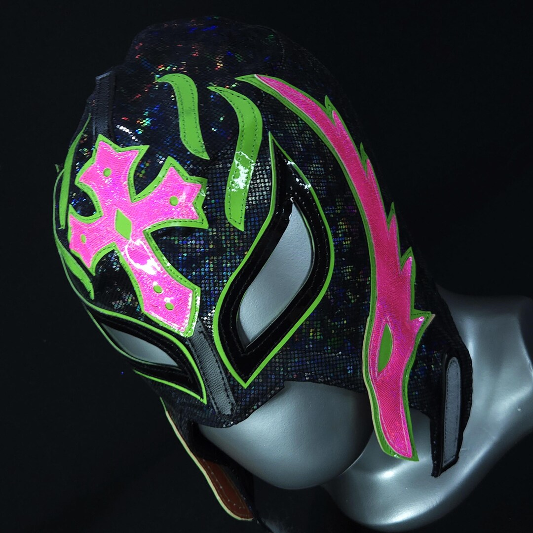 Hand Made Black Pink Wrestling Mask Luchador Costume Wrestler Lucha ...