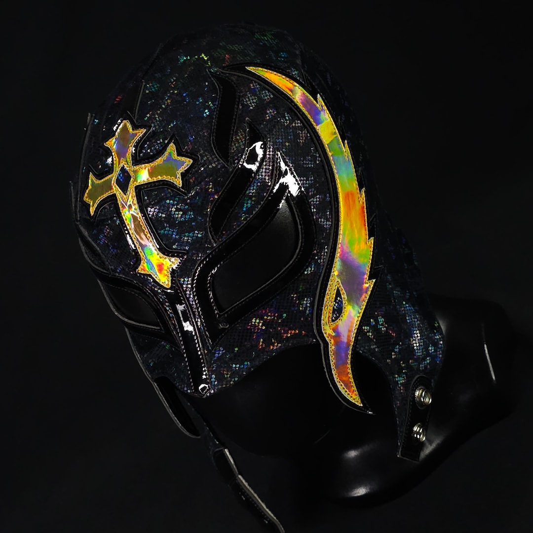 Hand Made BLACK GOLD MASK Wrestling Mask Luchador Costume Wrestler ...