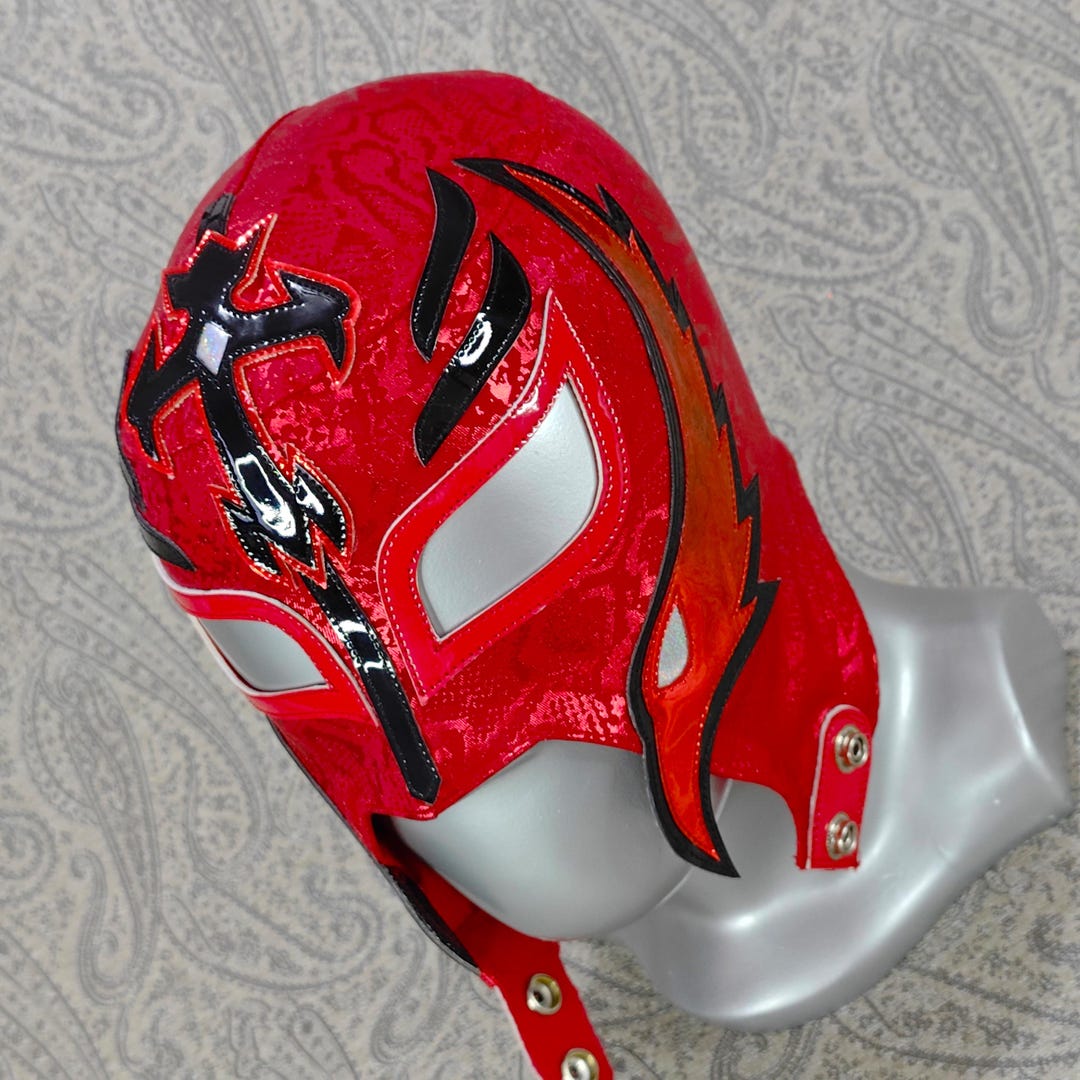 Hand Made Red Black Mask Wrestling Mask Luchador Costume Wrestler Lucha ...