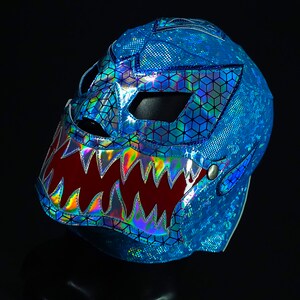 Hand Made BLUE SHARK MASK Wrestling Mask Luchador Costume Wrestler ...
