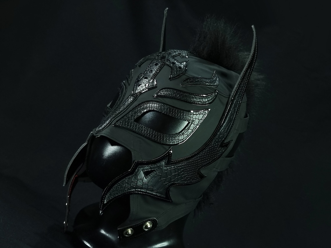 Hand Made ALL BLACK Wrestling Mask Luchador Costume Wrestler Lucha ...