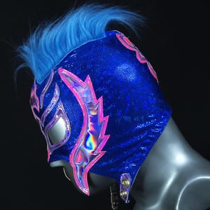 Hand Made PURPLE BLUE Wrestling Mask Luchador Costume Wrestler Lucha ...