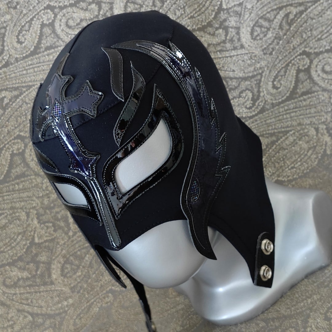 Hand Made BLACK Mask Wrestling Mask Luchador Costume Wrestler Lucha ...