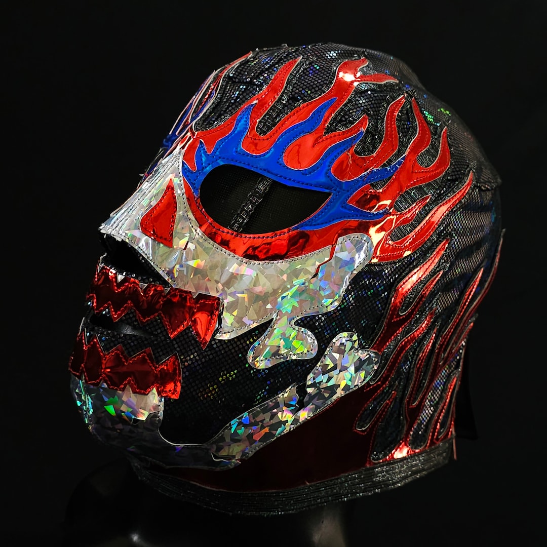 FIRE SKULL Mask Wrestling Mask Luchador Costume Wrestler Lucha Libre ...