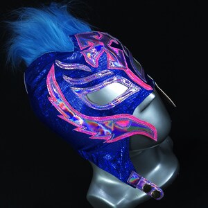 Hand Made PURPLE BLUE Wrestling Mask Luchador Costume Wrestler Lucha ...