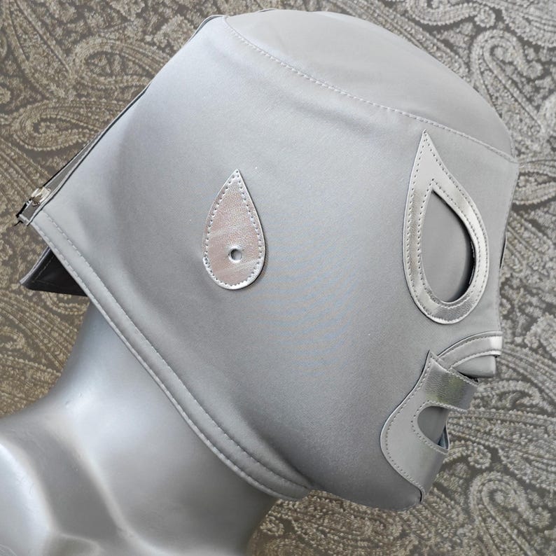 Hand Made SILVER MASK Wrestling Mask Luchador Costume Wrestler Lucha ...