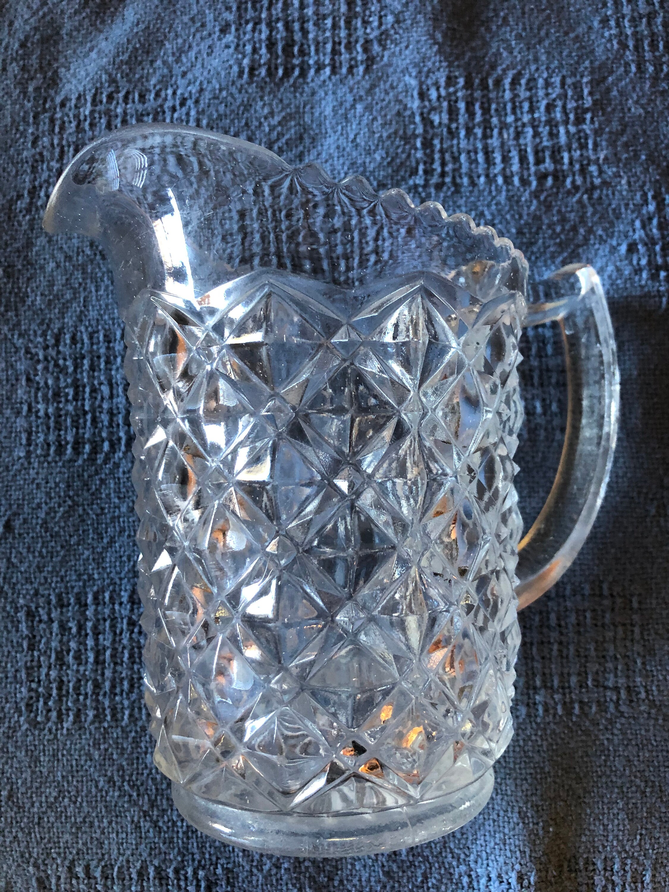 Pitcher, Small, Crystal Colored Diamond Pattern, Excellent Condition ...
