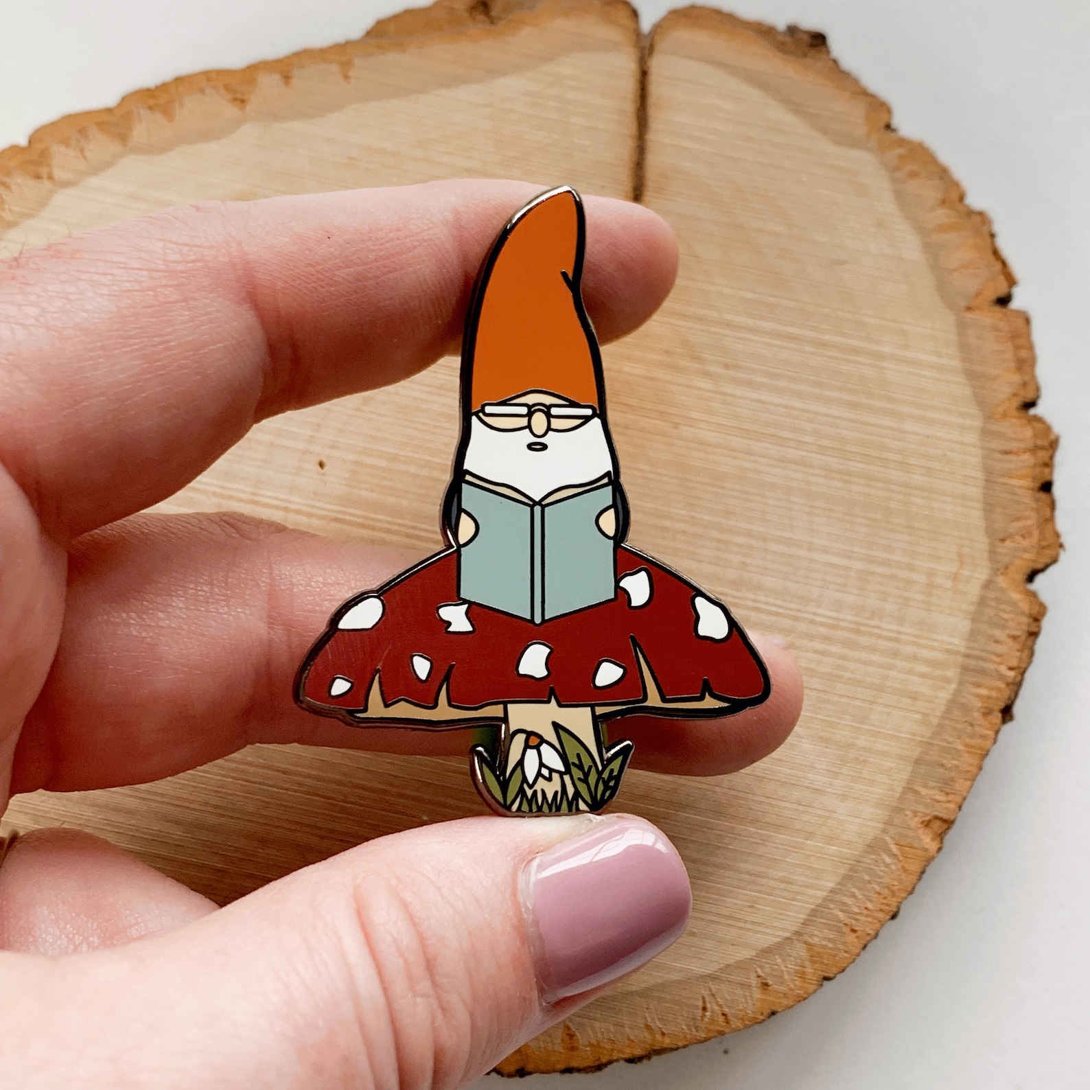 Gnome Enamel Pin Gnome Reading Garden Gnome Pin Gnomes in | Etsy