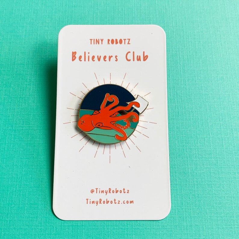 Kraken Enamel Pin Believers Club Octopus Pin Mythical Pin - Etsy