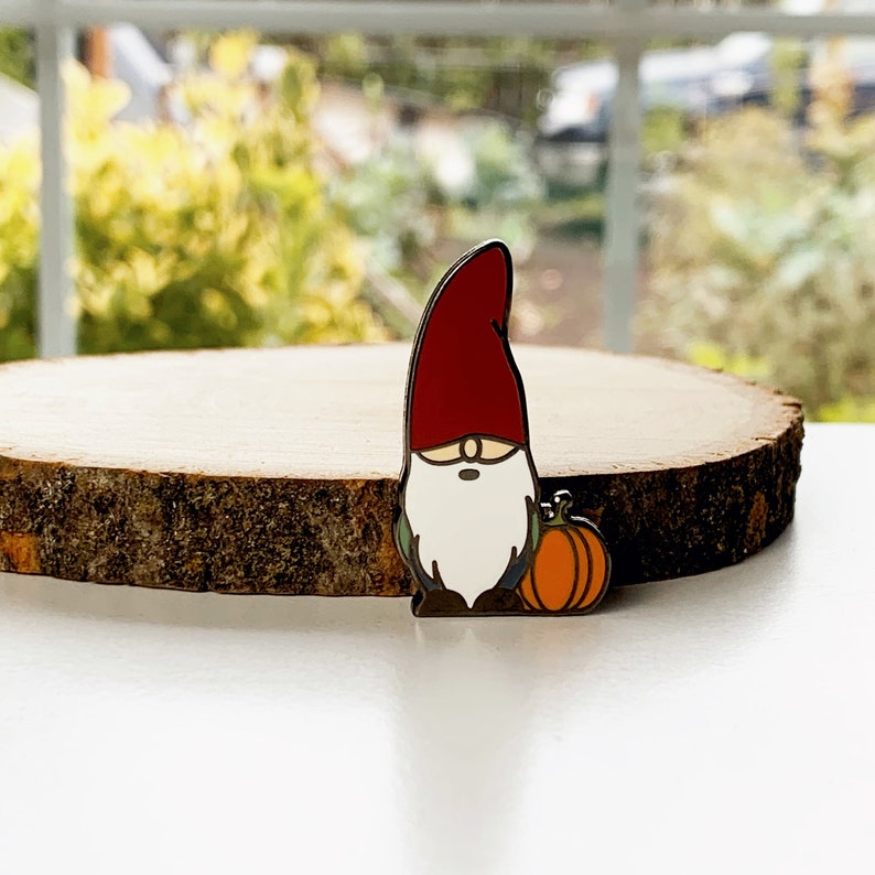 Gnome Enamel Pin Gnome With Pumpkin Garden Gnome Pin Gnomes - Etsy