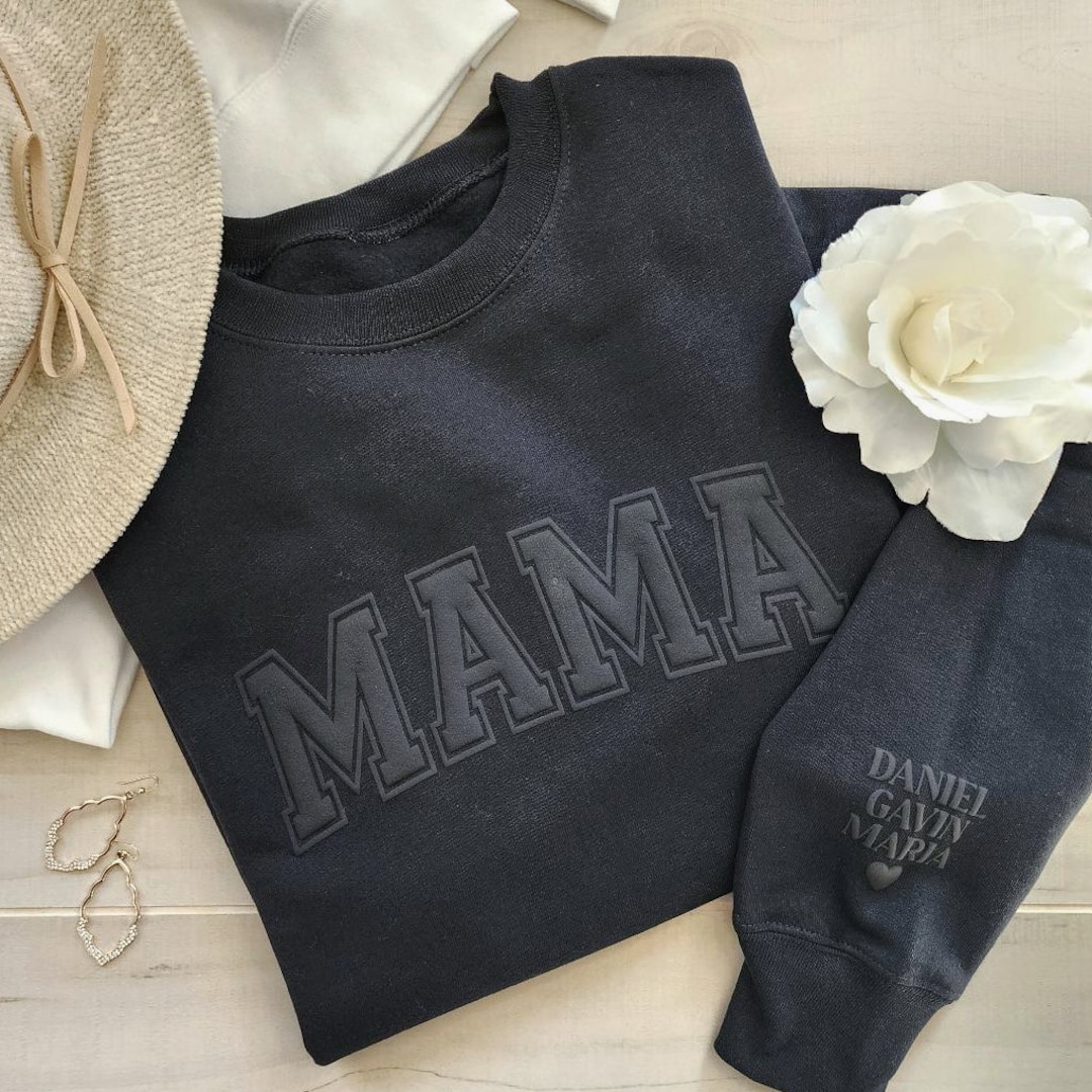 Mama Keepsake Sweatshirt With Puff Lettering, Personalized Kid Names on ...