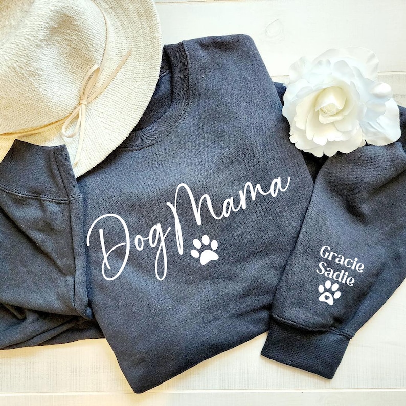 Custom Dog Mom Sweatshirt With Sleeve, Crewneck or Hoodie, Tee Shirt ...