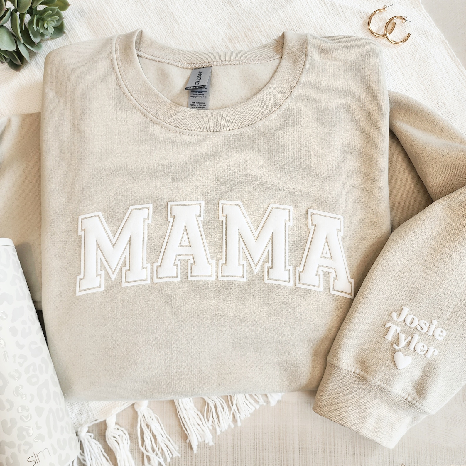 Mama Keepsake Sweatshirt With Puff Lettering, Personalized Kid Names on ...