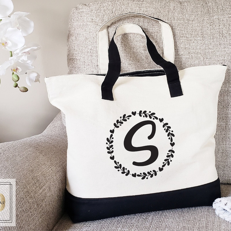 Initial Tote Bag - Etsy