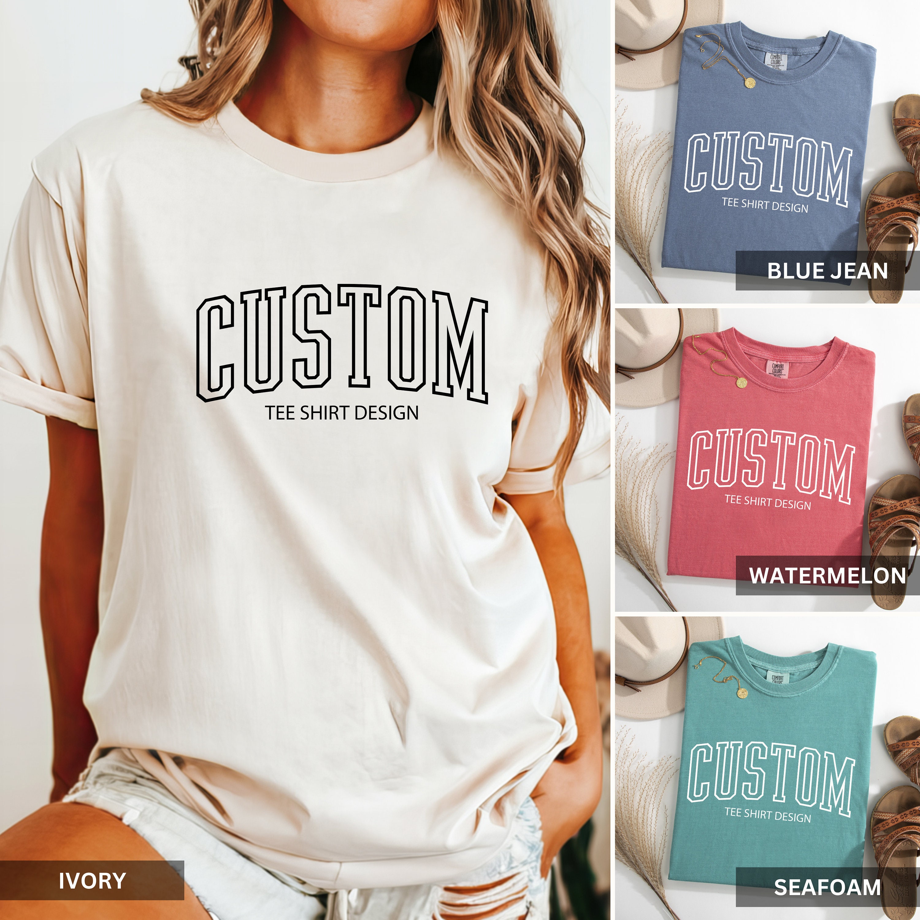 Custom Shirt, College Letters Text, Comfort Colors, Personalized School ...