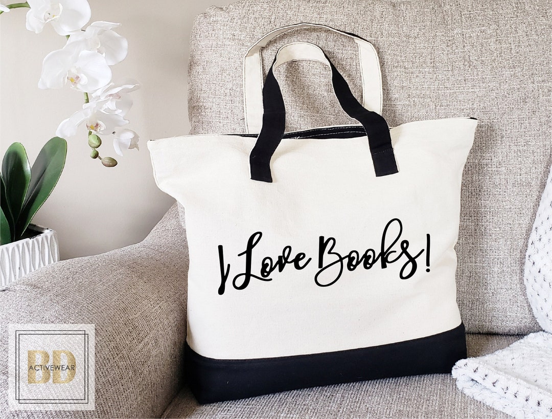 Zipper Tote Bag, Personalized Book Tote Bag, Choose a Name or Phrase ...