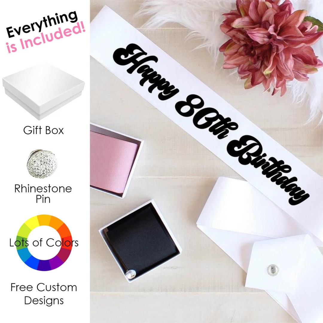 80th Birthday Sash, 80th Birthday Party, Birthday Sash for Women ...