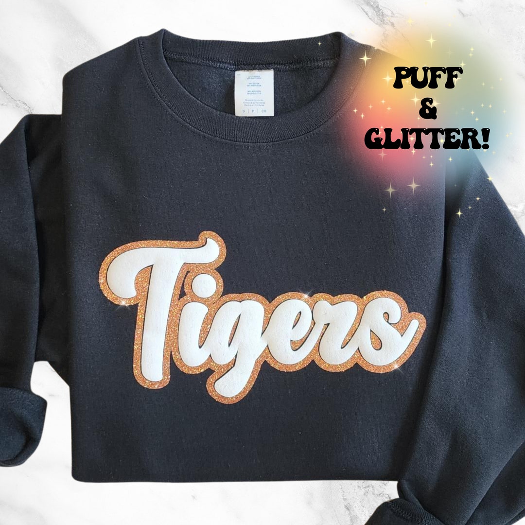 Custom Puff Team Name Sweater, Glitter Team Name Sweater, Embossed ...