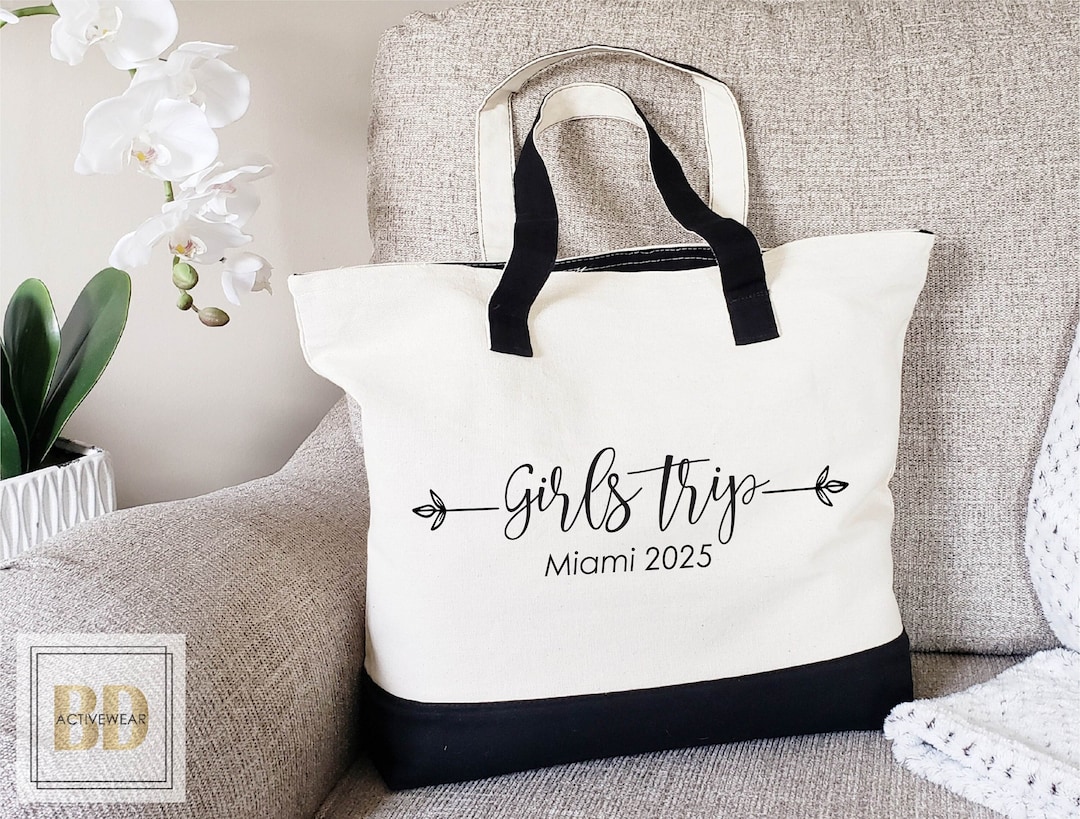 Zipper Tote Bag, Girls Weekend Tote, Girls Trip Tote, Girls Trip Bag ...