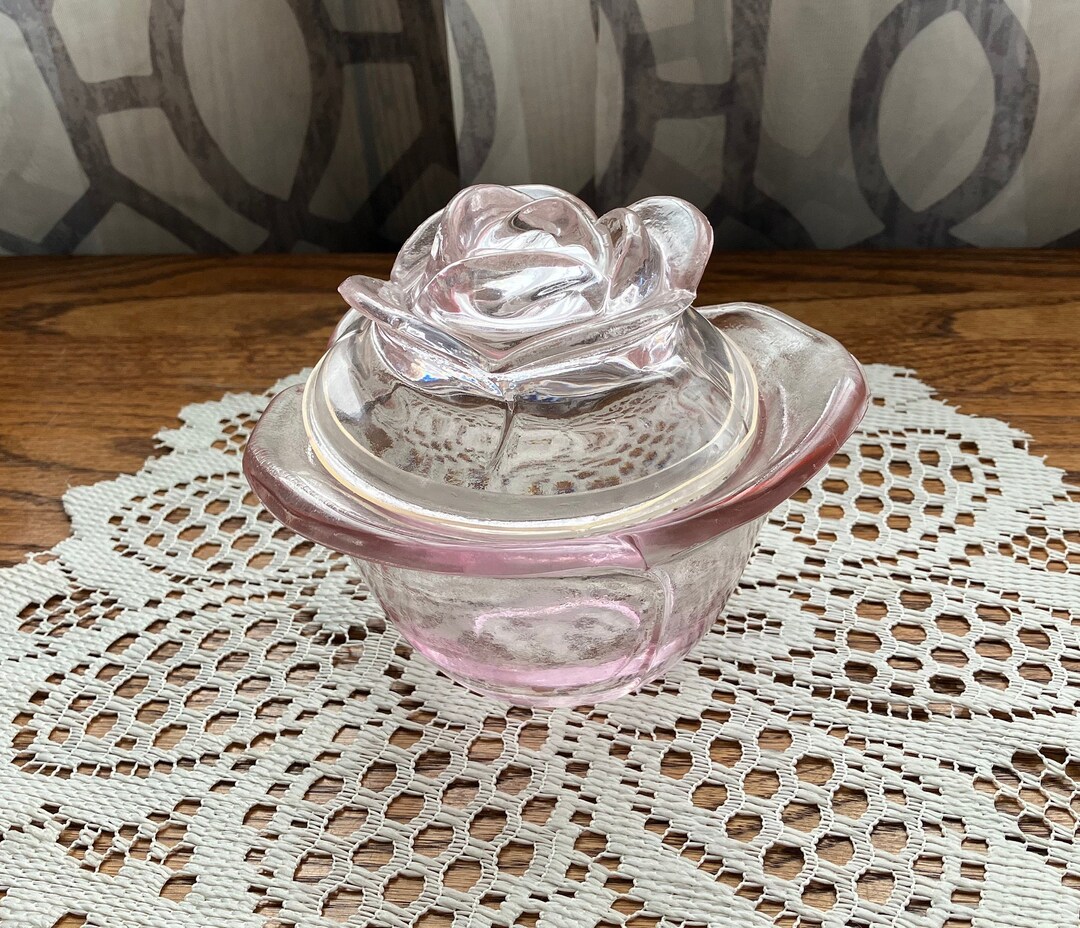 Vintage Pink Rose Shaped Candy Dish With Lid - Etsy
