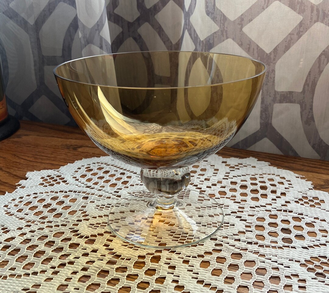 Vintage Amber Depression Glass Compote Candy Dish - Etsy