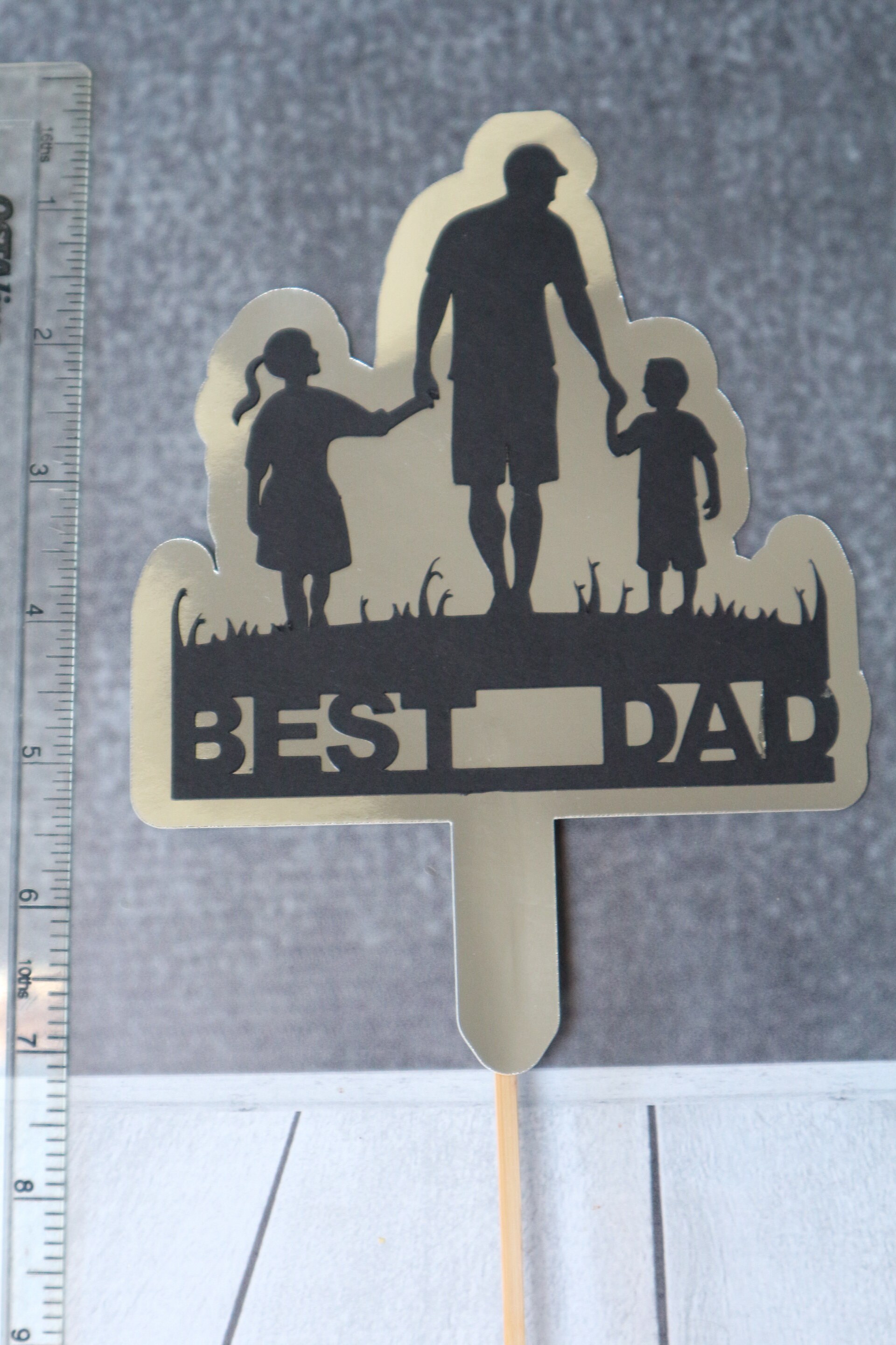 Best Dad Cake Topper Fathers Day Birthday Gold or Silver Card - Etsy UK