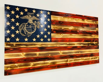 Usmc wood flag | Etsy