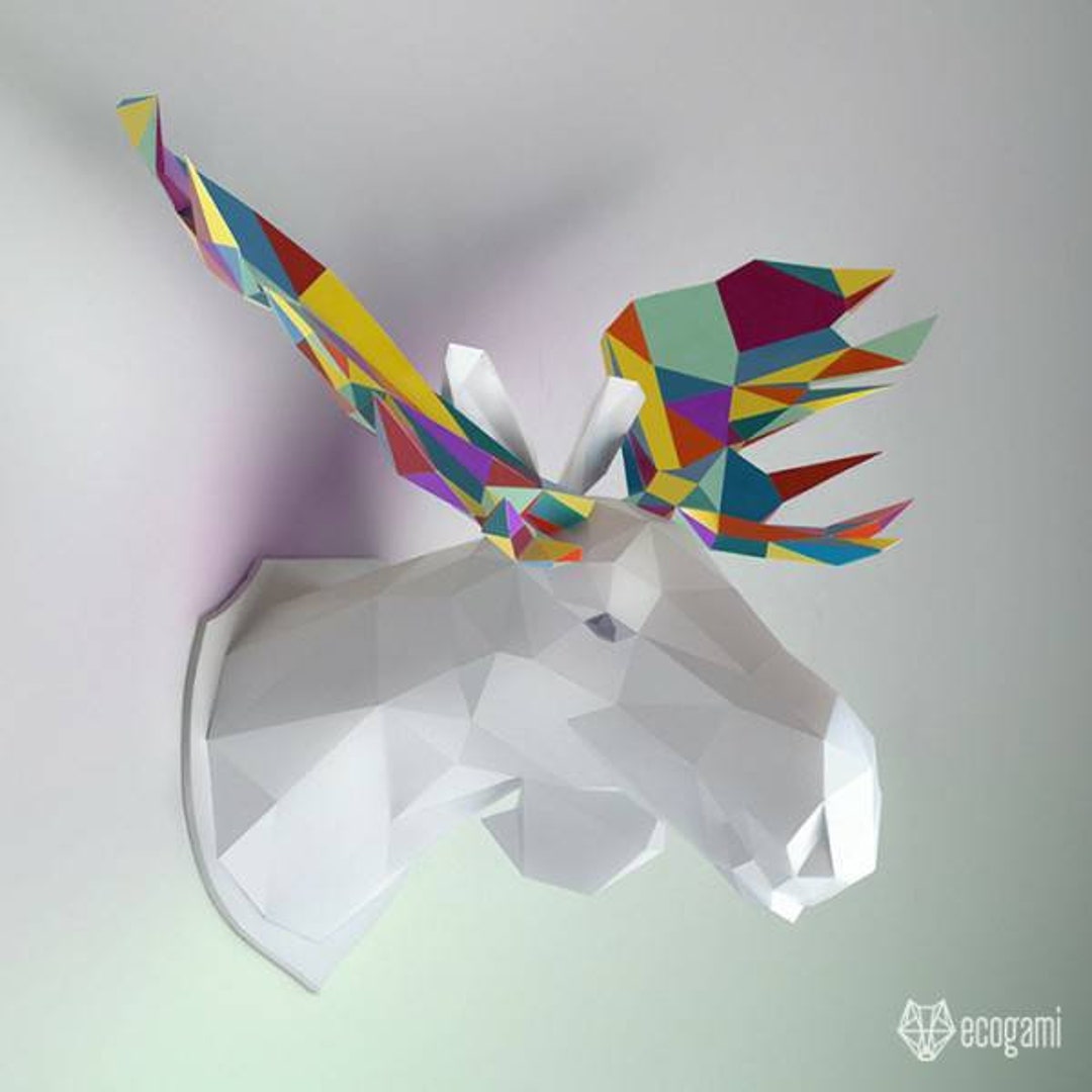 Papercraft Caribou Trophy Kit Print on Paper 250g White Medium Model - Etsy