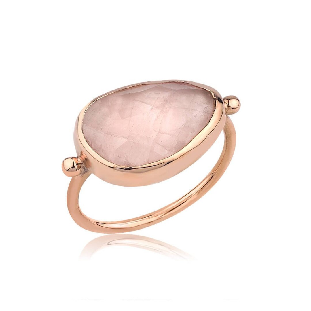 Silver Rose Quartz Ring, Rose Gold Ring, Natural Rose Quartz Ring, Rose ...