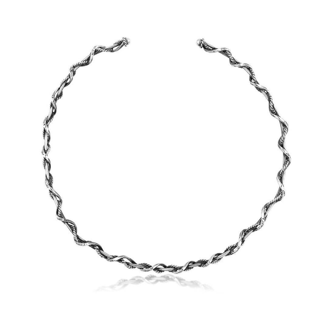 Gypsy Line Silver Twisted Wire Choker With CZ Gift for Her - Etsy