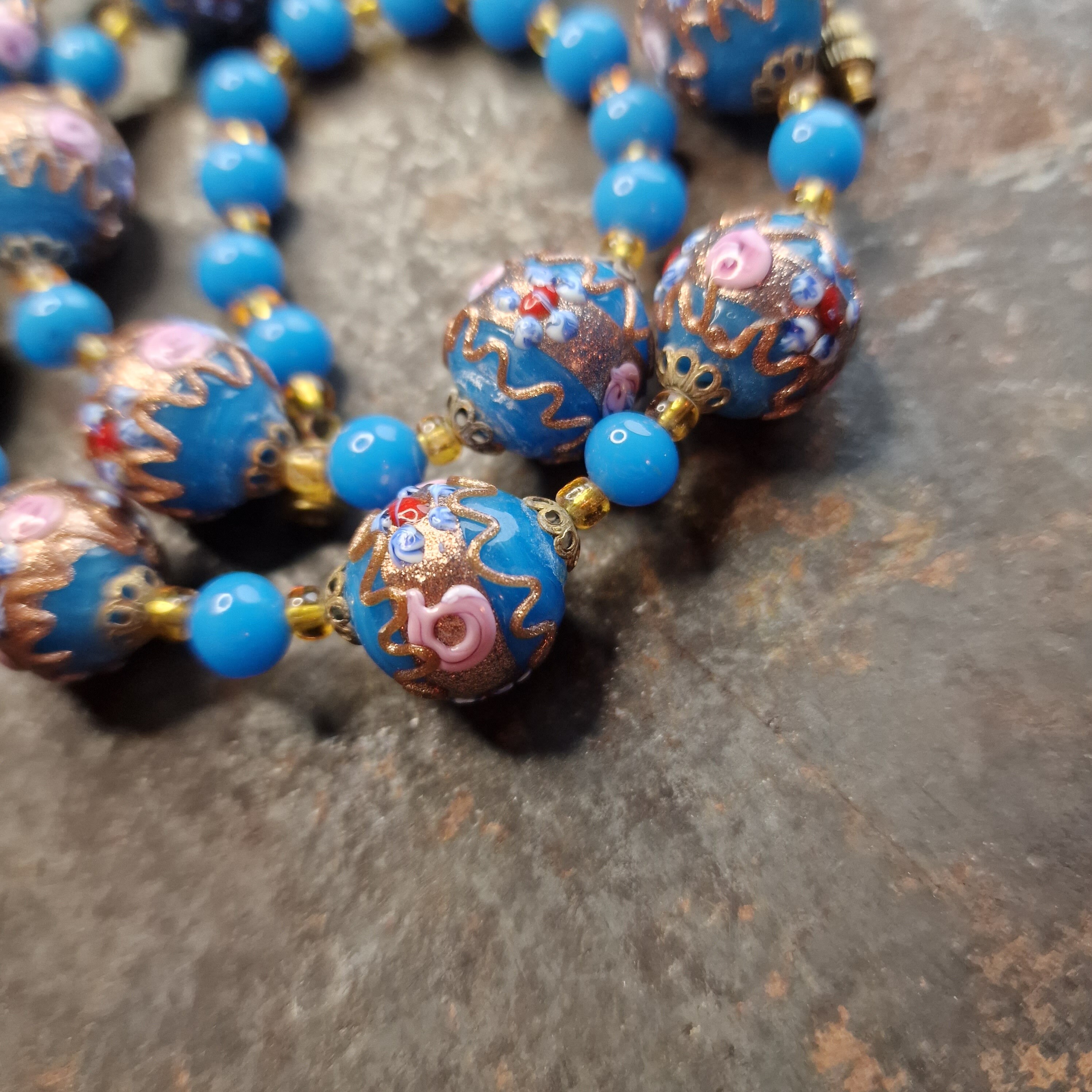 Rare Vintage Art Deco Venetian Blue Wedding Cake Murano Glass Beaded ...