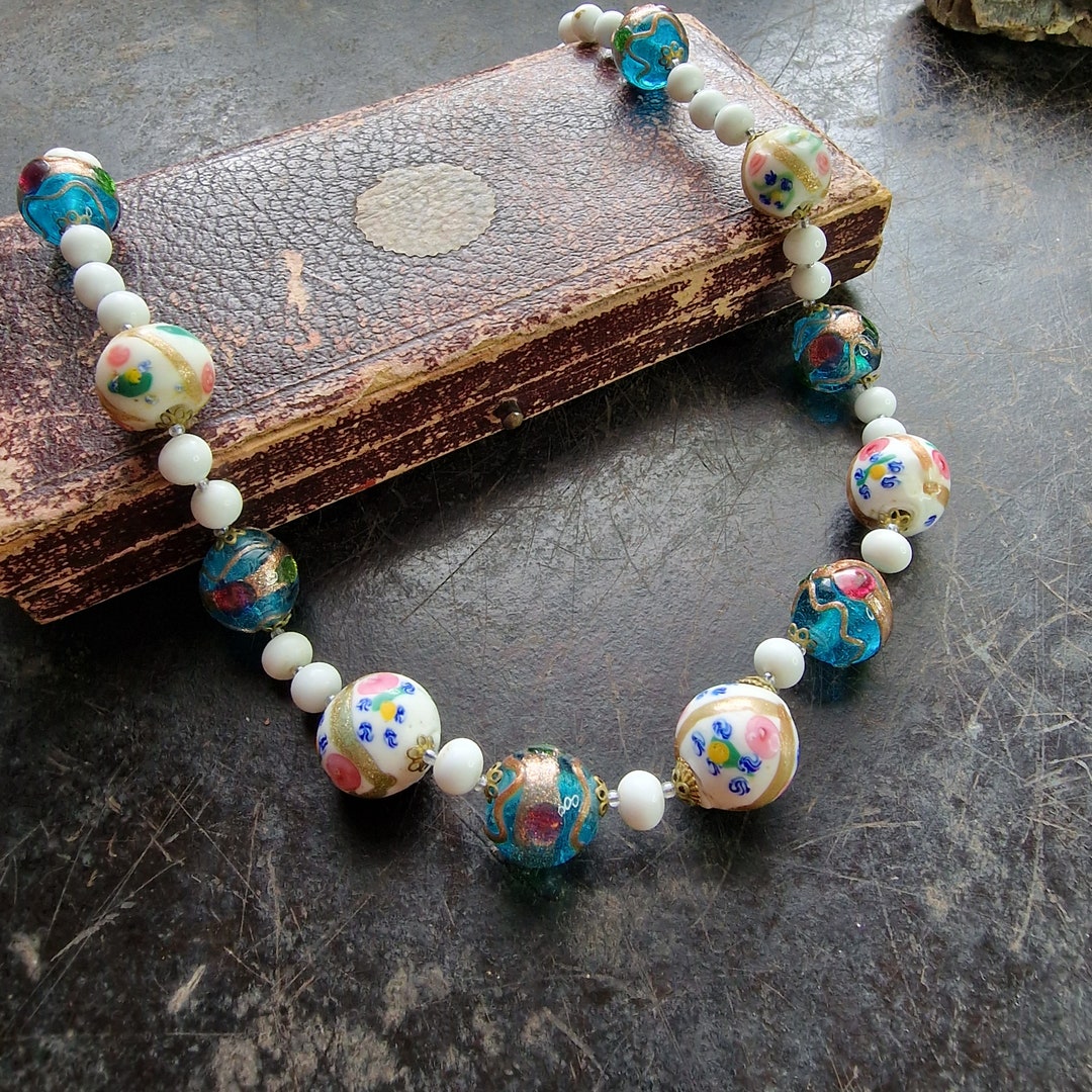 Rare Vintage Art Deco Venetian Blue Wedding Cake, Murano Glass, Beaded ...