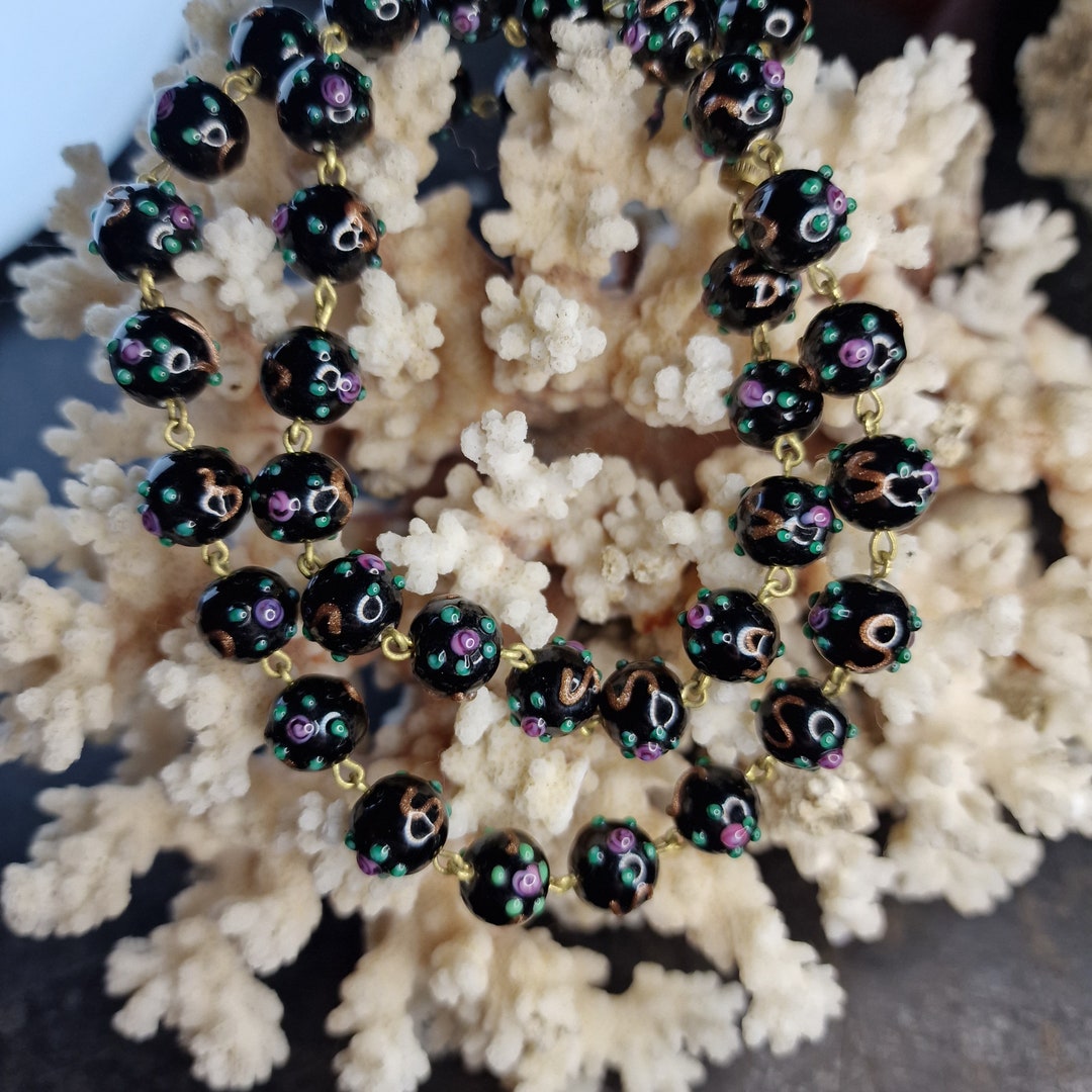 Vintage Art Deco Venetian Black Wedding Cake, Murano Glass Beaded ...