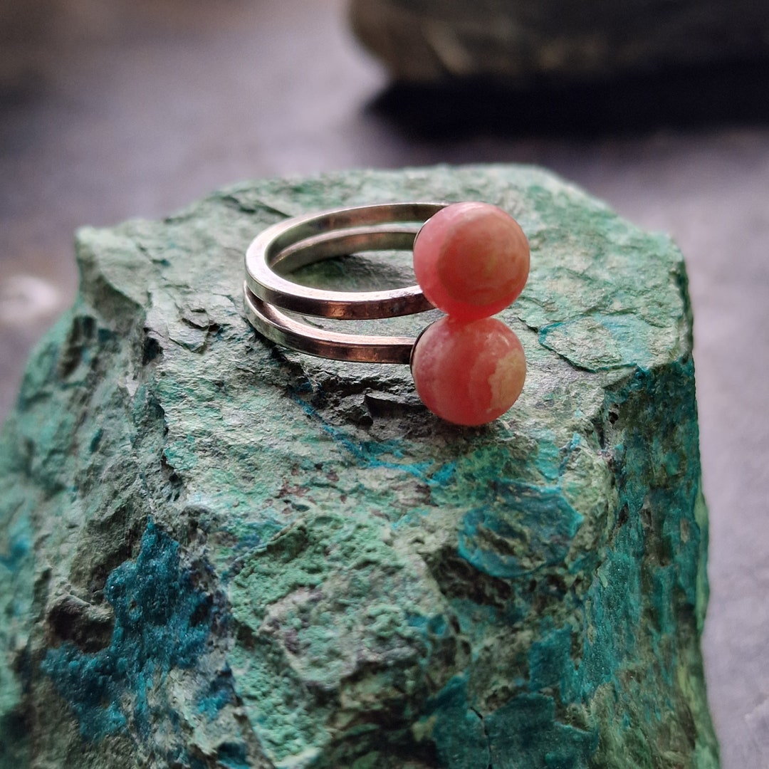 Vintage Ring Silver 830, Vintage Design, With Rhodochrosite, Gemstone ...