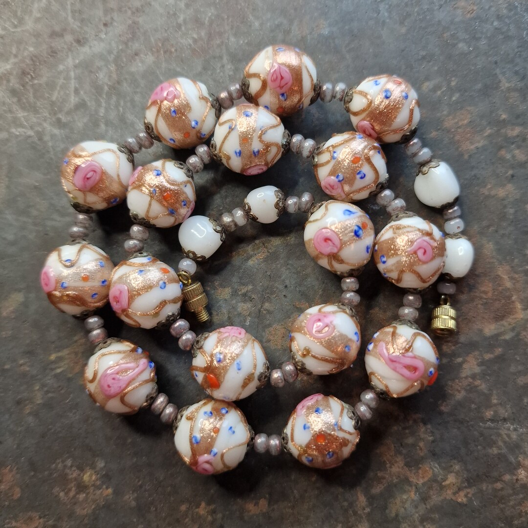 Vintage Art Deco Venetian White Wedding Cake Murano Glass Beaded ...