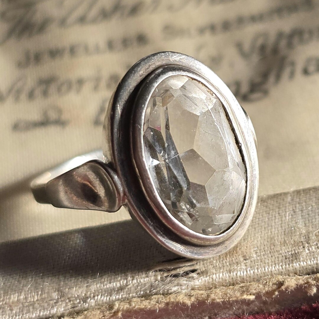Art Nouveau 835 Silver Ring, Art Deco, True Vintage, Rock Crystal ...