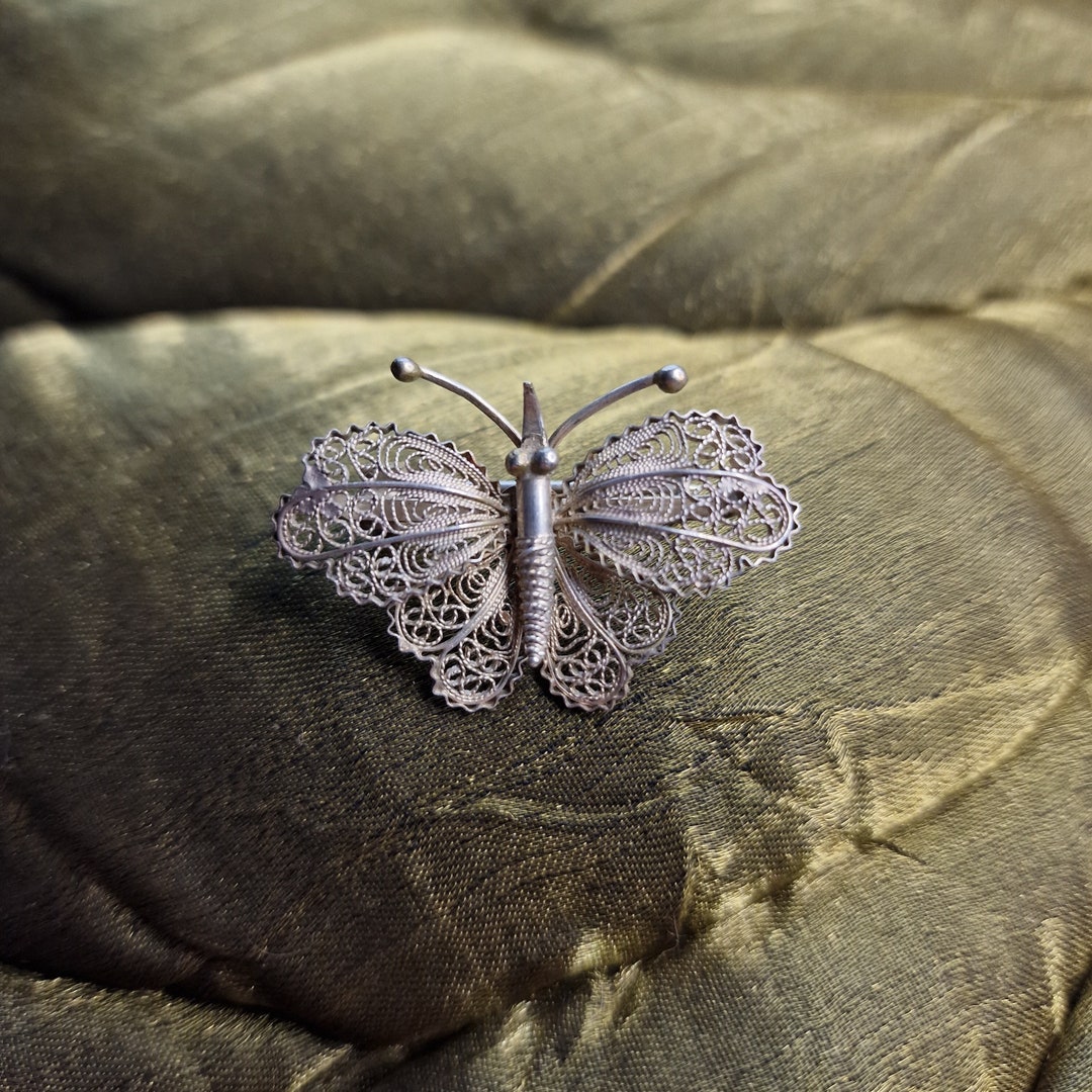 Old Butterfly Brooch, Spain Mariposa Filigrana, Filigree Brooch, 800 ...