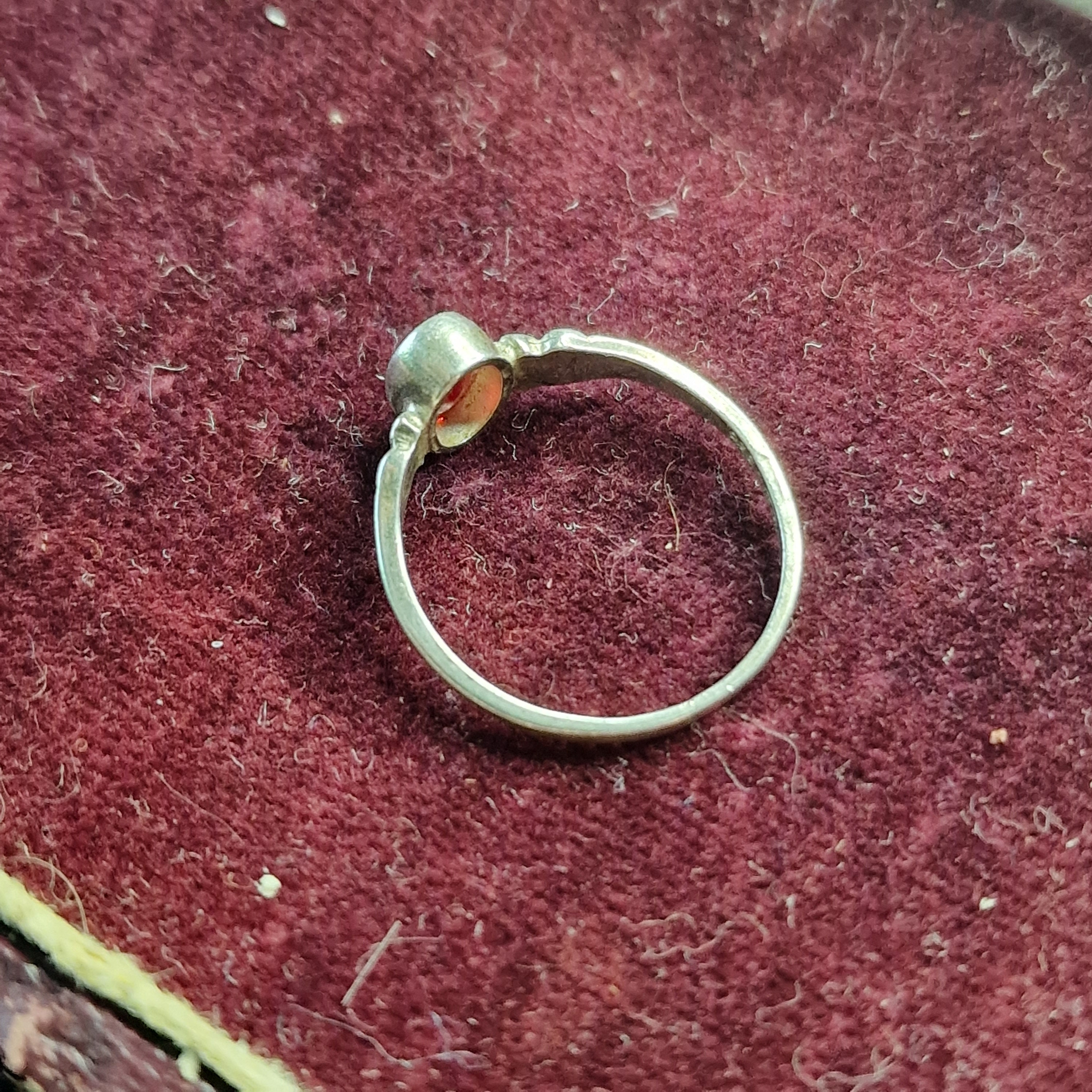 Art Nouveau 835 Silver Ring, Art Deco, True Vintage, Red Stone, Glass ...
