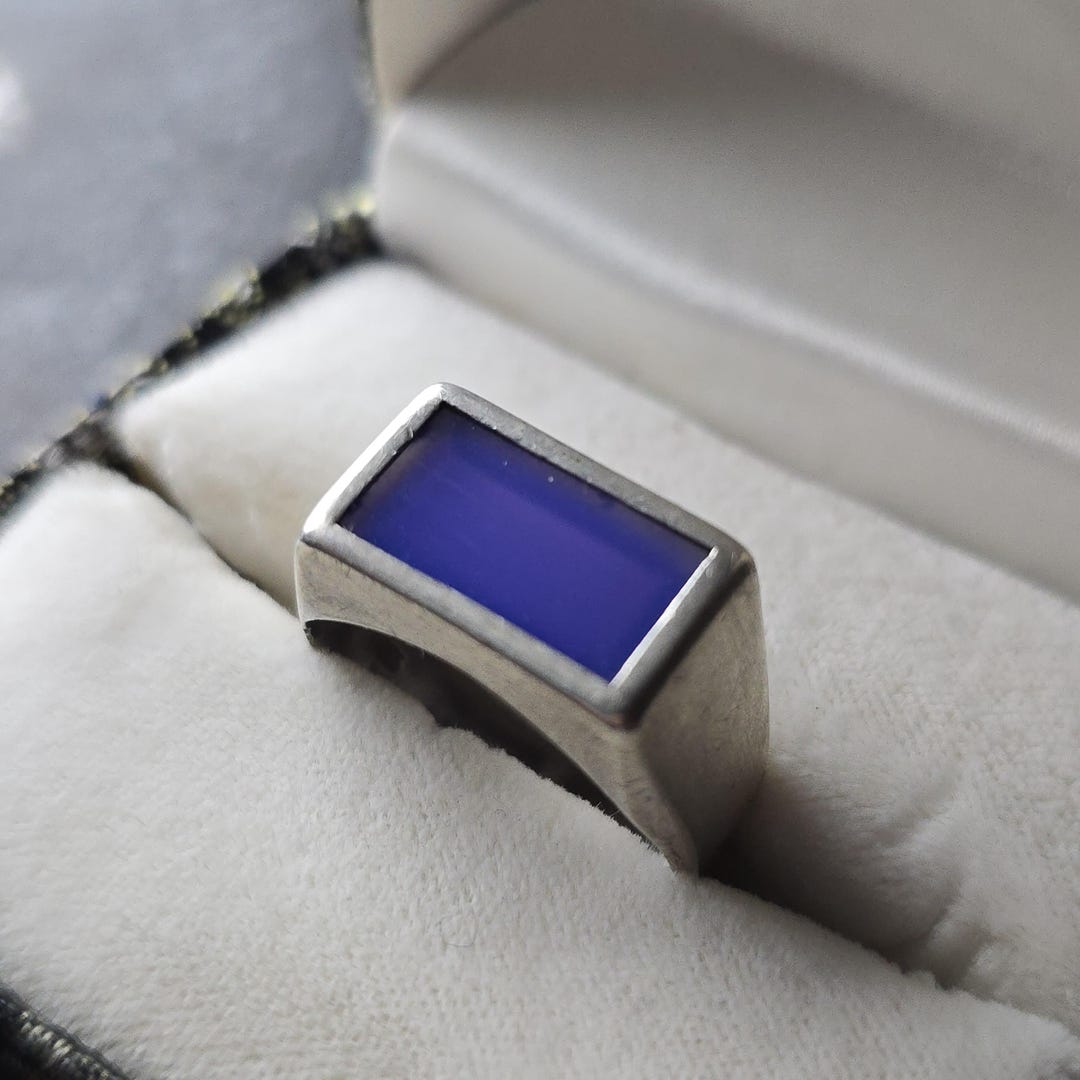 Art Nouveau Ring With Agate, Blue Agate, 835 Silver Ring, Bauhaus, Art ...
