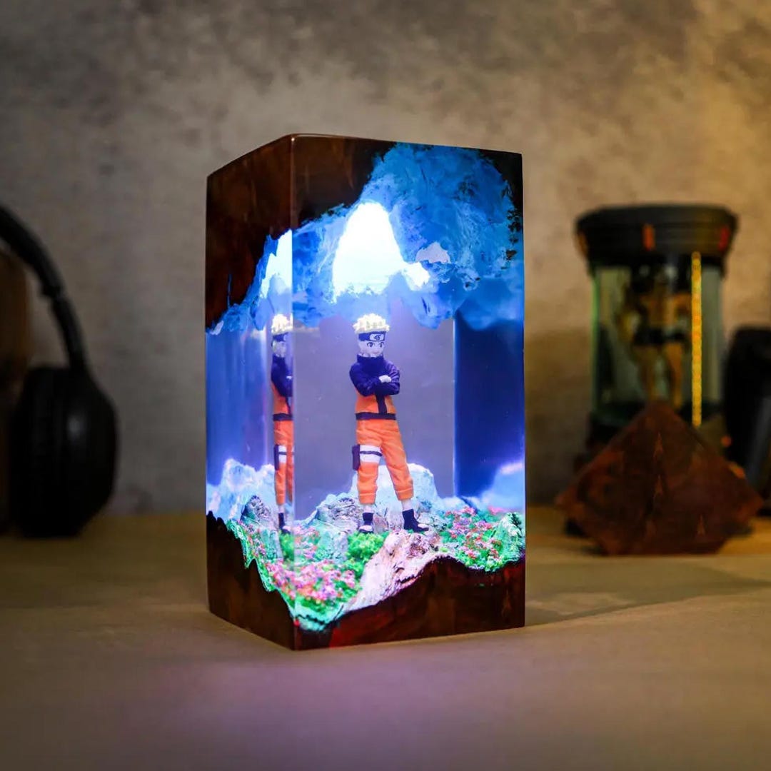 Naruto Resin Lamp, Epoxy Night, Wood Art Lamp, Night Home, Personalized ...