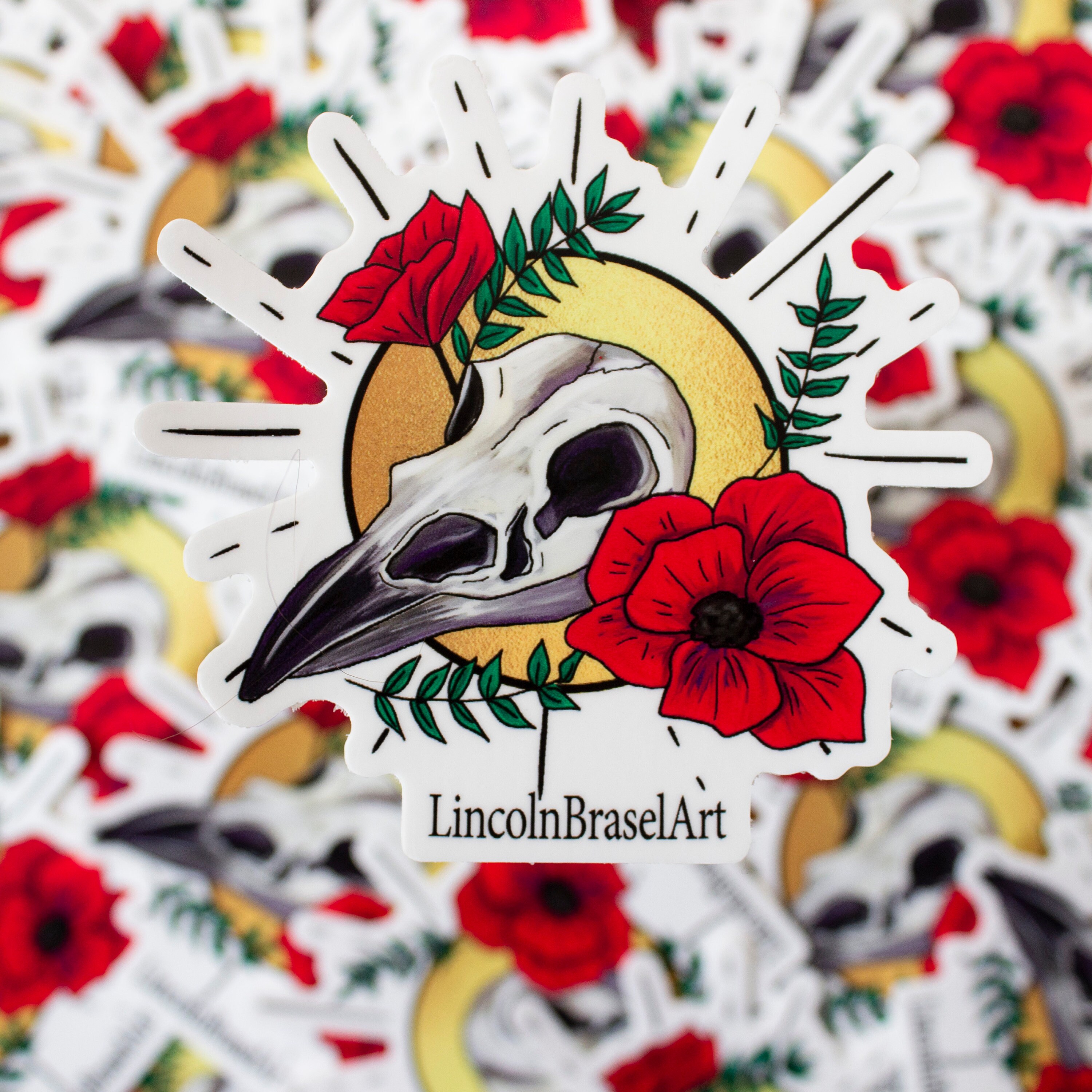 Raven Skull Sticker | Etsy