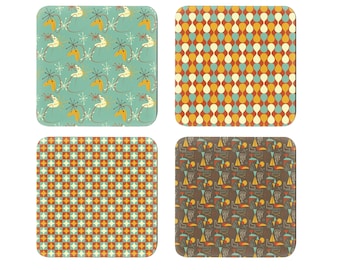 Mid Century Modern Retro Funky 1950's Style Drink Coaster Set of 4 ...