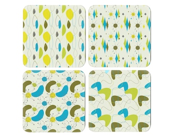 Mid Century Modern Retro Funky 1950's Style Drink Coaster Set of 4 ...