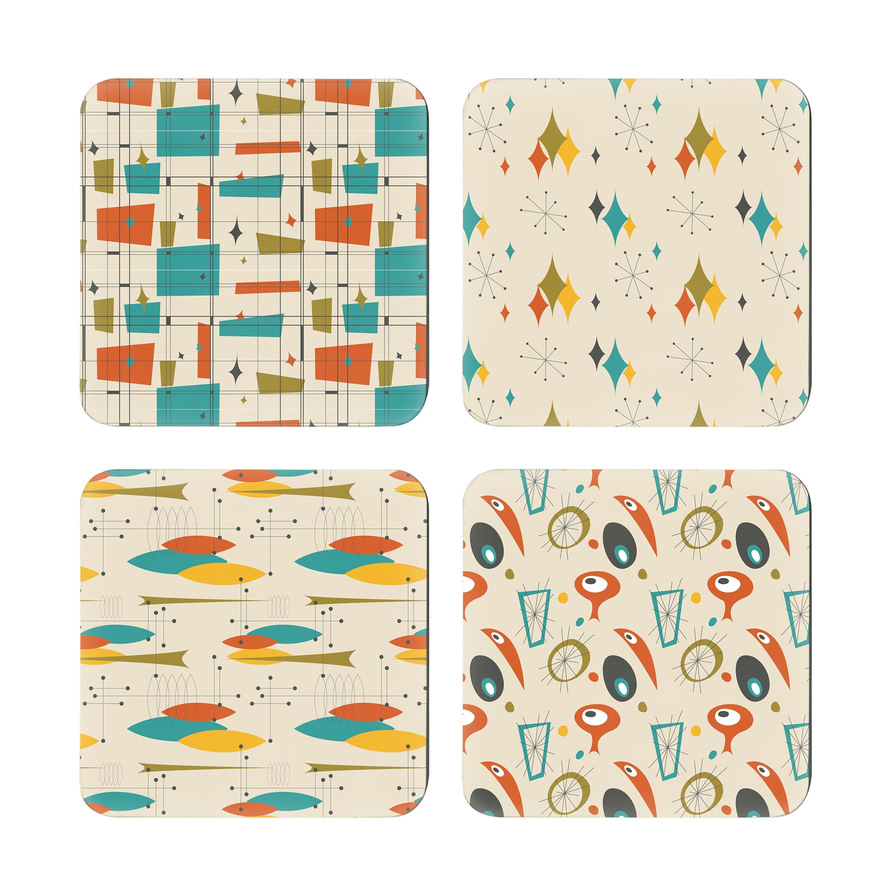 Mid Century Modern Retro 1950's style drink coaster set of | Etsy