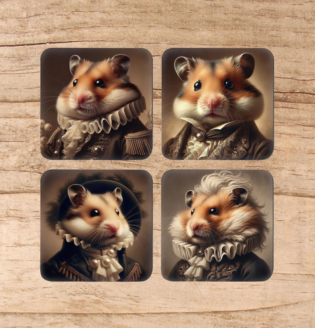 Victorian Hamster Portrait Print Coaster Set of 4. - Etsy