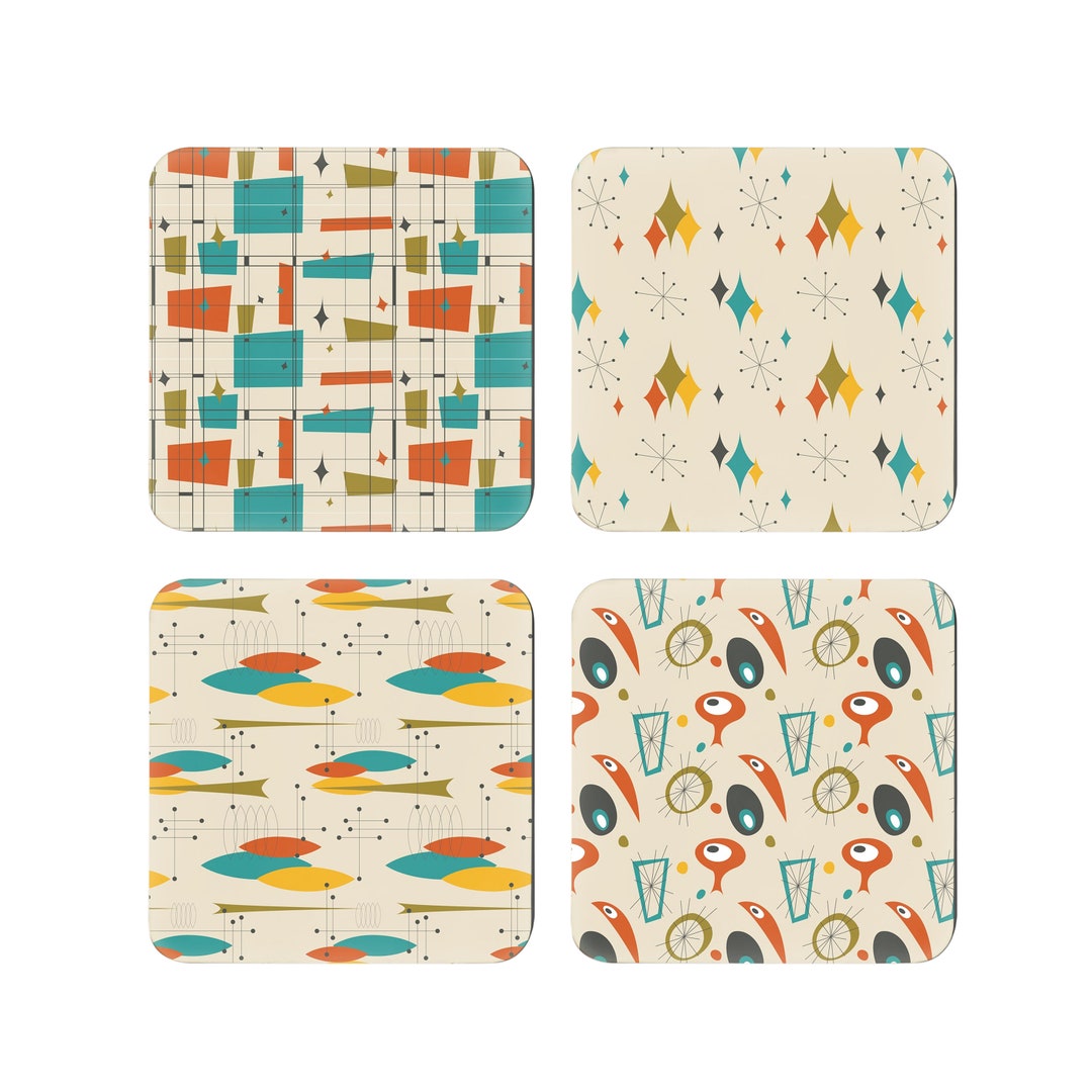 Mid Century Modern Retro 1950's Style Drink Coaster Set of 4. Funky ...