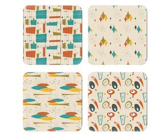 Mid Century Modern Retro Funky 1950's Style Drink Coaster Set of 4 ...