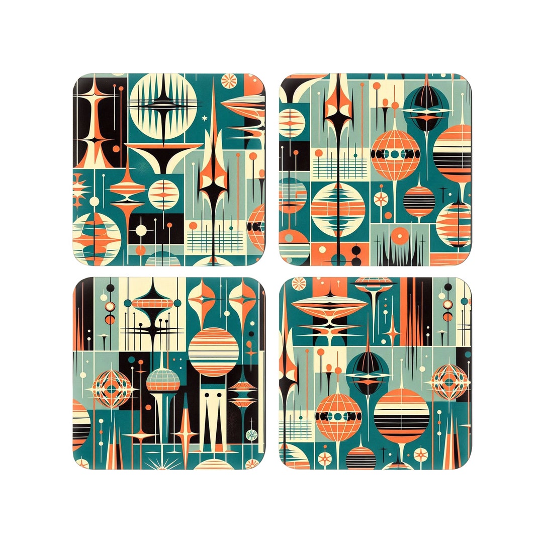 Mid Century Modern Retro 1950's Style Drink Coaster Set of 4. - Etsy