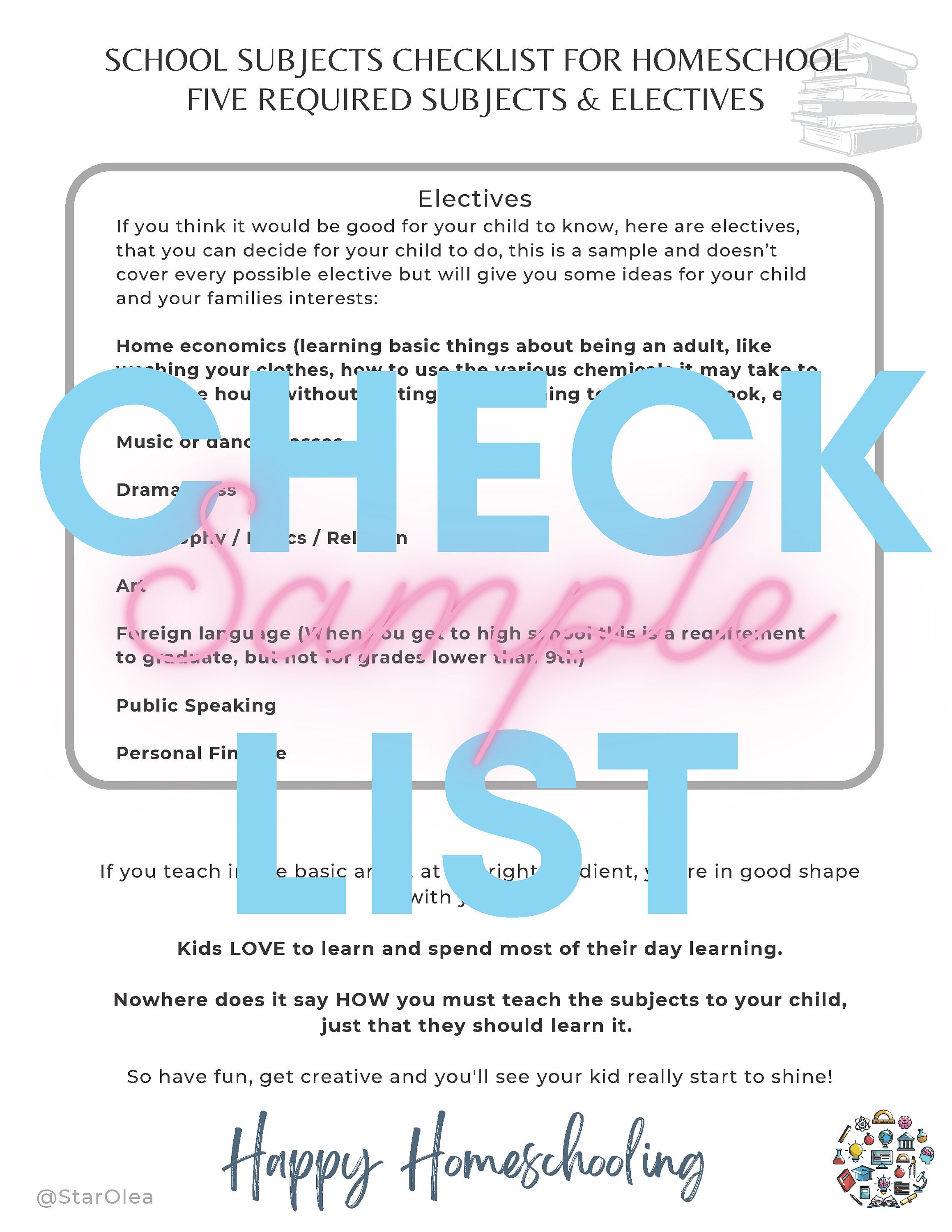 Homeschool Subjects and Sub Subjects Curriculum Checklist | Digital ...